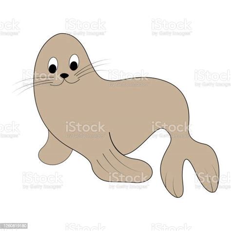 만화 색상 모피 씰 윤곽선 흰색 배경에 격리된 벡터 색상 그림입니다 인사말 카드 포스터 전단지 옷 인쇄 장식 귀여운에 대한 스톡 벡터 아트 및 기타 이미지 Istock