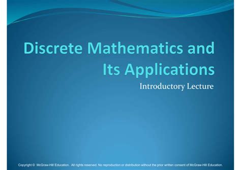Discrete Mathematics An Introductory Lecture