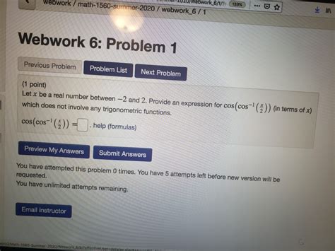 solved webwork 6 1 c 133 webwork math 1560 summer 2020