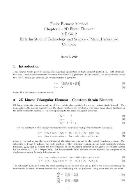 SOLUTION Finite Element Method 2d Analysis Studypool