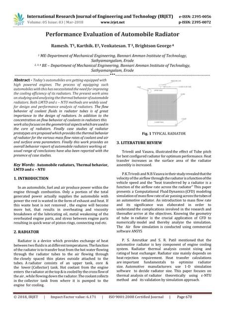 Irjet Performance Evaluation Of Automobile Radiator Pdf Free Download