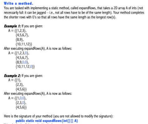 Solved Write A Method You Are Tasked With Implementing A Chegg