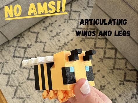 Minecraft Bee No Ams Articulating Wings Legs By Hunter Makerworld Download Free 3d Models