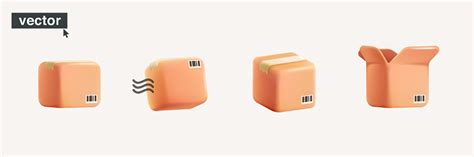 현실적인 3d 골판지 상자 세트입니다 열고 닫은 사각형 모양의 주황색 종이 패키지 3차원 형태에 대한 스톡 벡터 아트 및 기타 이미지 3차원 형태 Advertising