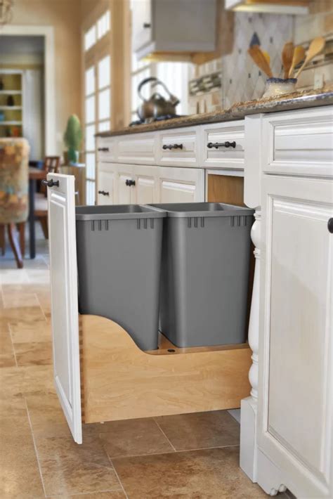 Rev A Shelf Maple Bottom Mount Double Pull Out Waste Container Cabinet W Blumotion Soft Close