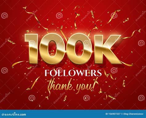 100000 Followers Celebration Vector Banner With Text Stock Vector