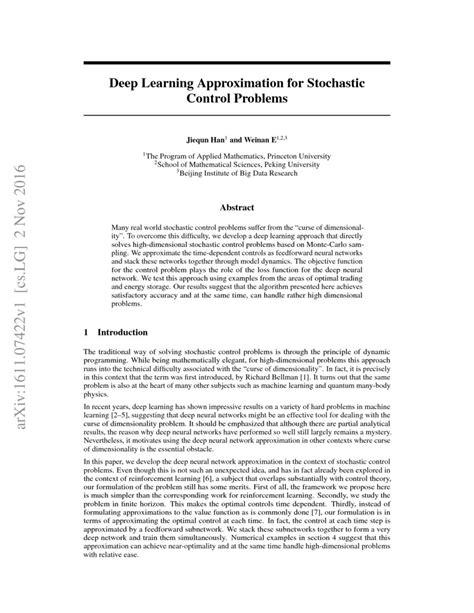 Deep Learning Approximation For Stochastic Control Problems Deepai