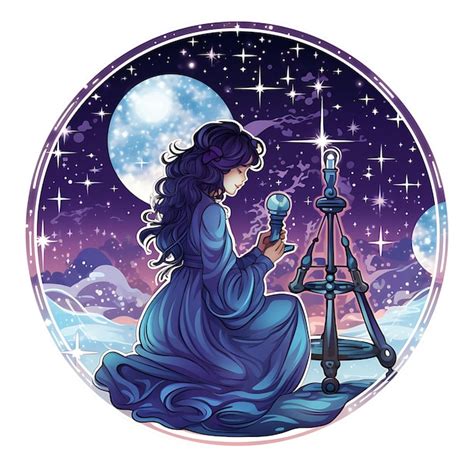 Premium Ai Image Sticker Of Astronomer Women Sticker Galaxy Purples And Blues Cosmic Des Women