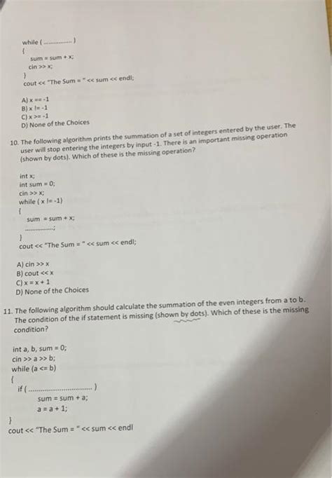 Solved 9 The Following Algorithm Prints The Summation Of A