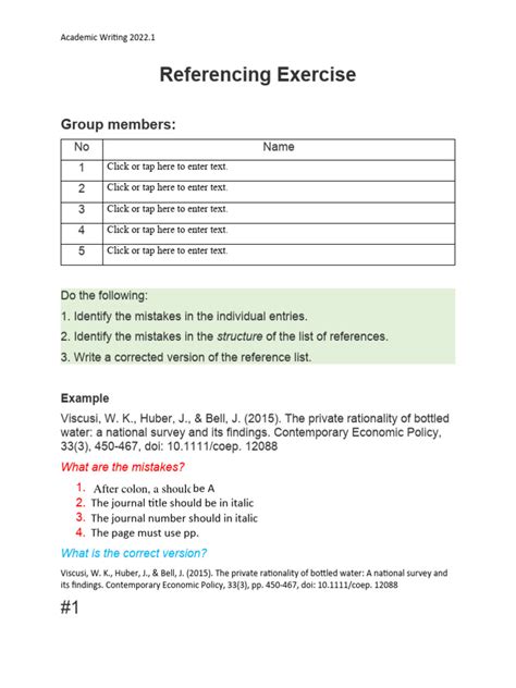 Group Work Referencing Exercise Pdf