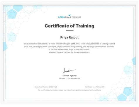 Priya Rajput On Linkedin I Recently Completed My Java Language Training From Internshala