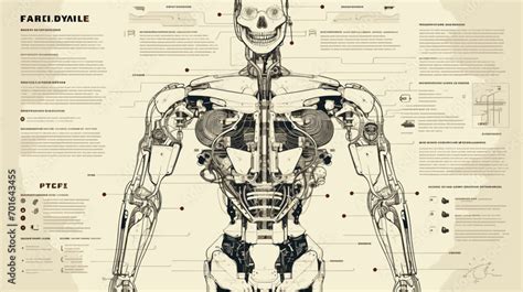 Robotic Anatomy With A Vector Art Piece Depicting The Internal Components And Circuitry Of