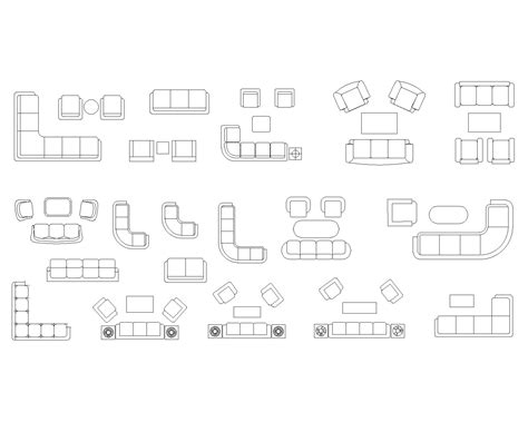 Couchesandsofasinplan • Designs Cad