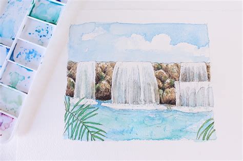 How To Draw Waterfall Step By Step