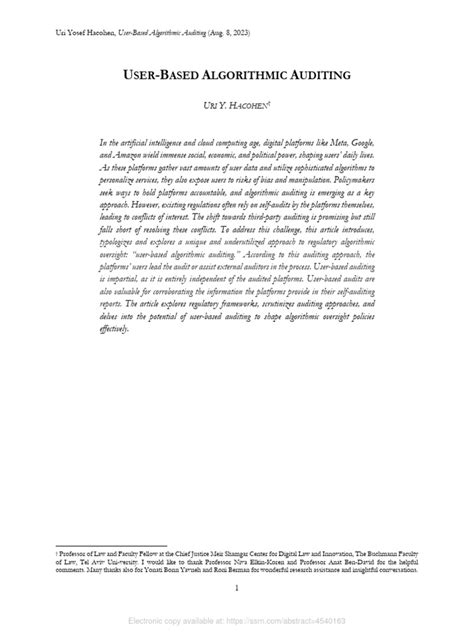 User Based Algorithmic Auditing Pdf