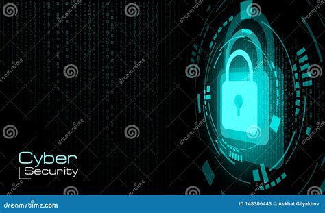 Hud Closed Blue Padlock On Binary Code Background Stock Vector