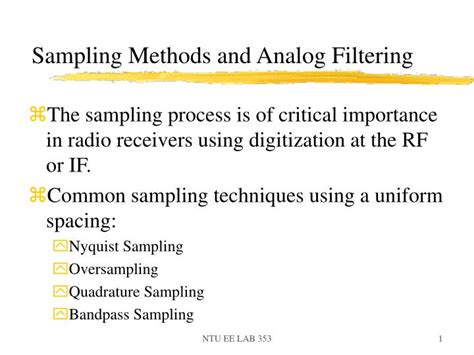 ppt sampling methods and analog filtering powerpoint presentation