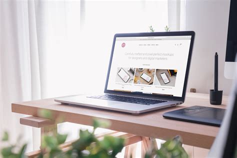 Macbook Mockup On Office Desk Lovely Mockups