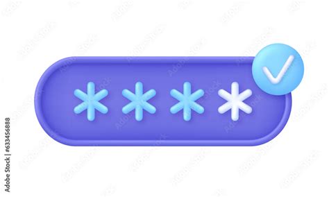 3d Password And Check Mark Correct Password Concept Personal Data Protection On The Internet