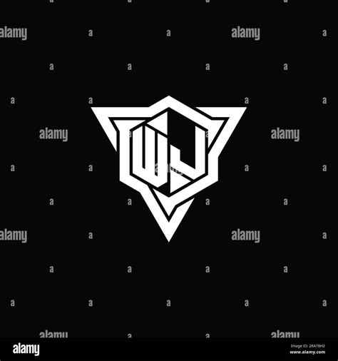 Wj Letter Logo Monogram Hexagon Shape With Triangle Outline Sharp Slice