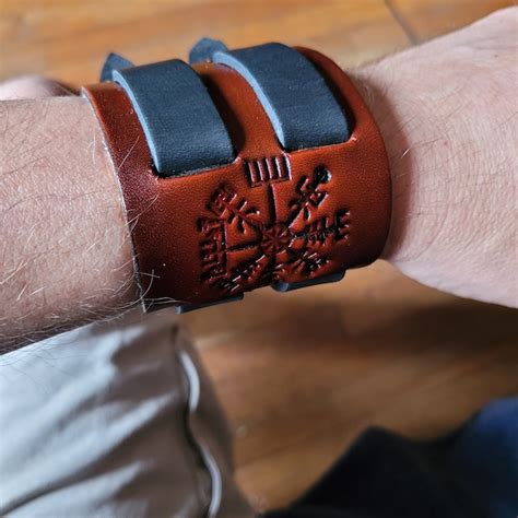 Norse Compass Handmade Leather Cuff Wristband Bracelet Bracer Nordic
