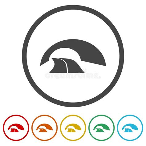 tunnel and highway icon set icons in color circle buttons stock vector