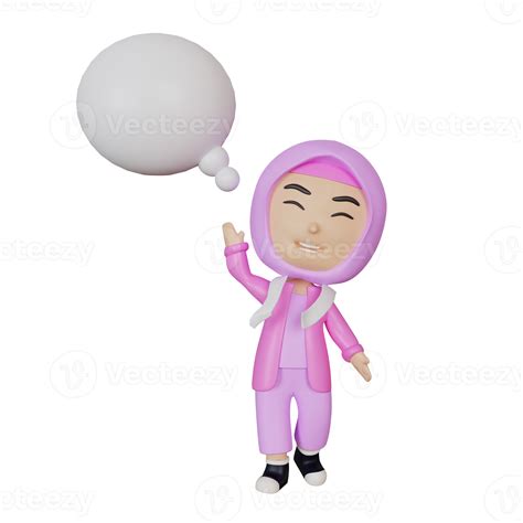 3d Rendering Cute Girl Character With Callout Illustration 19979277 Png