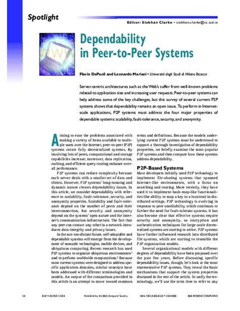 pdf dependability in peer to peer systems