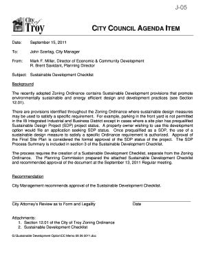 Fillable Online Subject Sustainable Development Checklist Fax Email Print PdfFiller