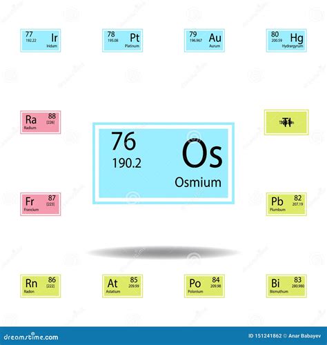 Periodic Table Element Osmium Color Icon Set Of Chemical Sign Color Icon Stock Illustration