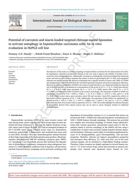 Pdf Potential Of Curcumin And Niacin Loaded Targeted Chitosan Coated Liposomes To Activate