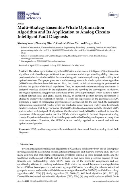 Pdf Multi Strategy Ensemble Whale Optimization Algorithm And Its