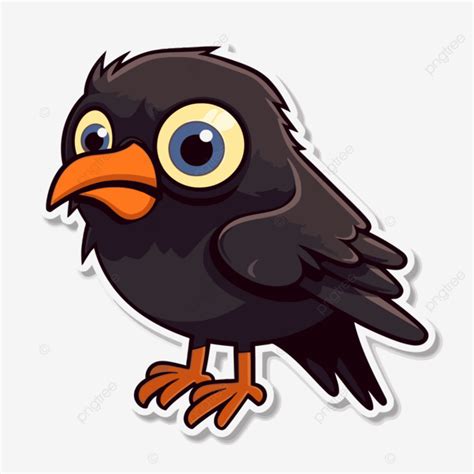 큰 눈과 귀를 가진 흰색 배경에 귀여운 까마귀 스티커 벡터 까마귀 상표 만화 Png 일러스트 및 벡터 에 대한 무료 다운로드 Pngtree