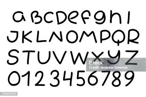 소문자 현대 검정 영어 라틴어 Abc 알파벳 글꼴 A에서 Z까지 및 숫자 0에서 9까지 설정합니다 벡터 일러스트 레이 션 에서