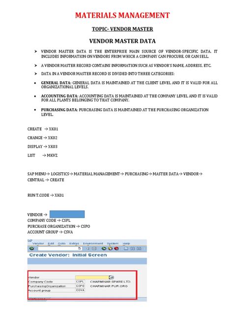 Sap Mm Vendor Master Pdf Business Money