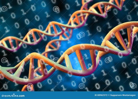 Dna Digital Data Storage Concept 3d Rendering Stock Illustration