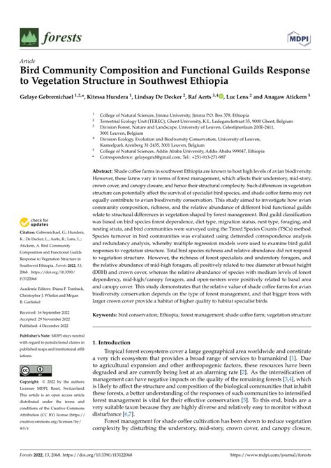 Pdf Bird Community Composition And Functional Guilds Response To