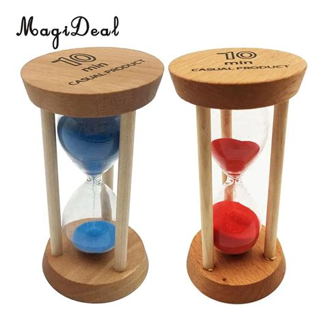 2 Pieces 10 Minutes Wooden Frame Sand Timer Hourglass Home Decor In