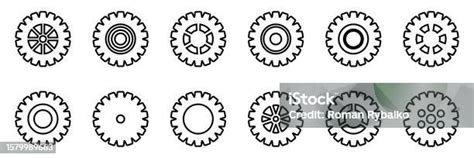기어 아이콘 세트입니다 기어 아이콘 설정 기계식 외곽선 톱니바퀴 모음 간단한 기어 휠 컬렉션 기어 아이콘 실루엣 흰색 배경에 톱니바퀴 기호가 있는 벡터 그림 강철에 대한
