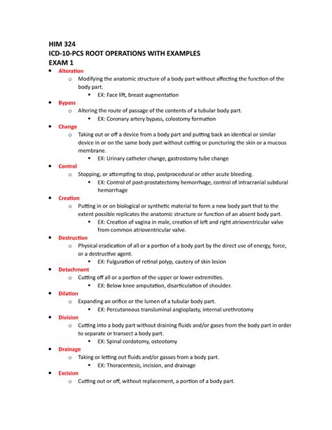 Icd 10 Pcs Root Operations With Examples Him 324 Icd 10 Pcs Root Operations With Examples Exam