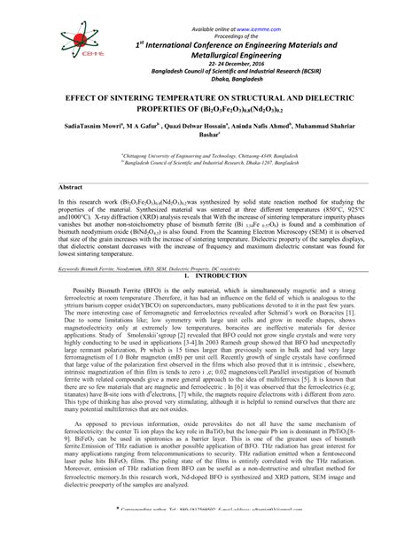Pdf Effect Of Sintering Temperature On Structural And Dielectric Properties Of Bi 2 O 3 Fe 2