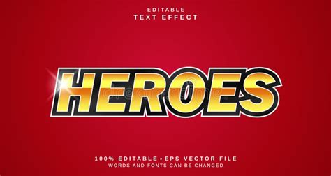 Editable Text Style Effect Heroes Text Style Theme Stock Vector