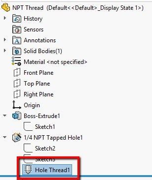 Creating NPT Threads In SOLIDWORKS Using The Hole Wizard Feature
