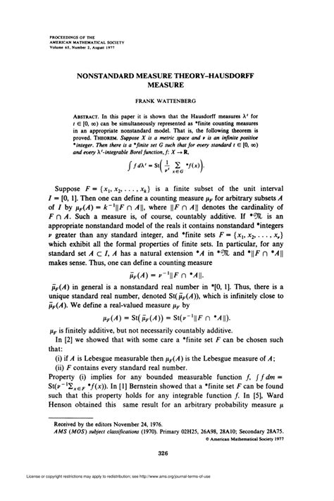 Pdf Nonstandard Measure Theory Hausdorff Measure
