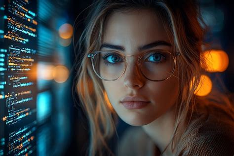 ai cyber security concept female it computer specialist analyzing