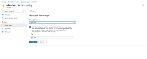immutable storage for azure blob storage