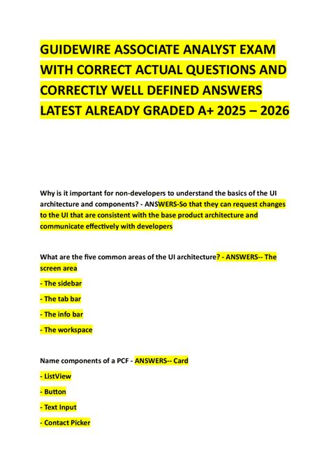 Guidewire Associate Analyst Exam With Correct Actual Questions Exams