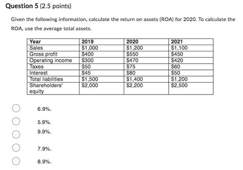 solved given the following information calculate the return