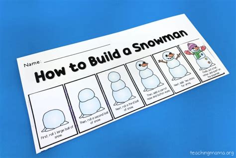 Building A Snowman Sequencing Printable Teaching Mama