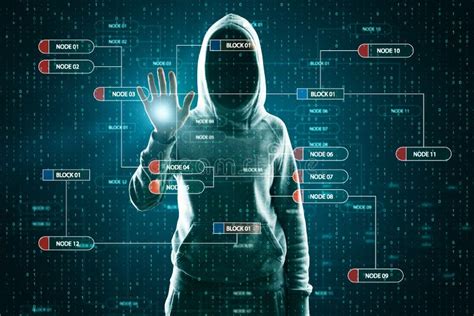 Hacker Using Abstract Big Data Interface Stock Illustration
